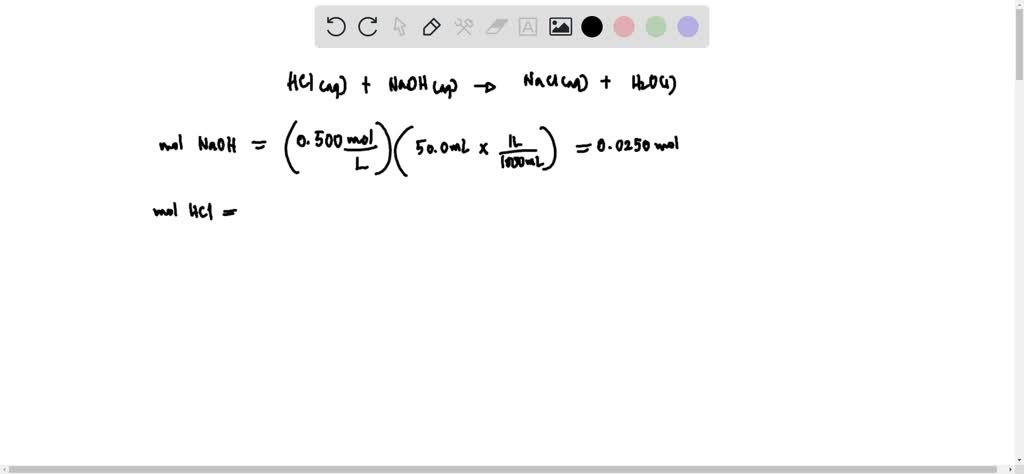 SOLVED: The titration of HCl with NaOH is represented by the equation HCl(aq) + NaOH(aq) → NaCl ...