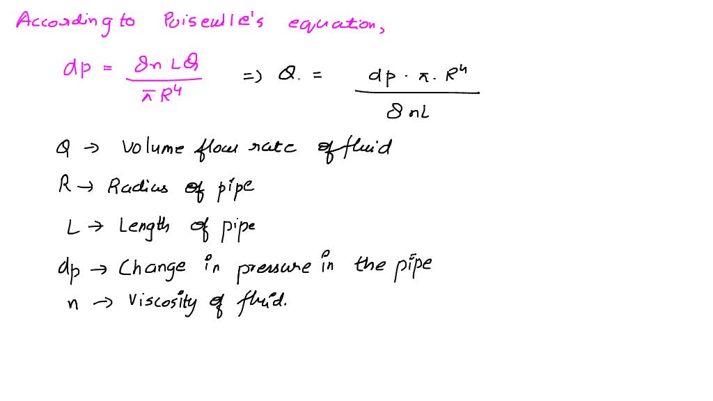 SOLVED: An incompressible viscous fluid flows through pipe with = flow rate of 1 mLIs: The pipe ...