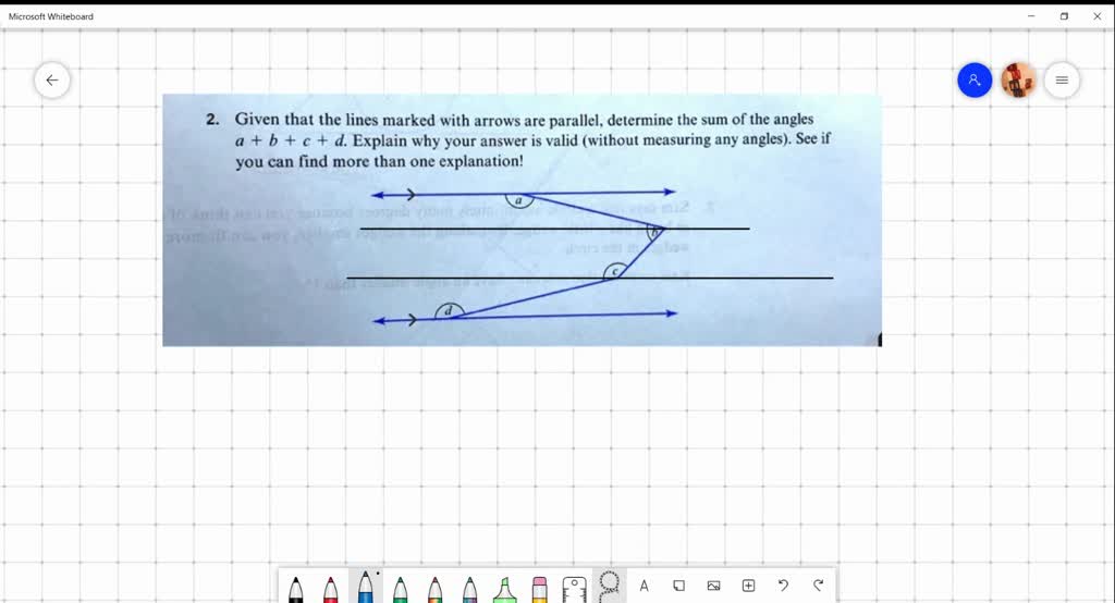 SOLVED: Given that the lines marked with arrows are parallel, determine the sum of the angles a ...