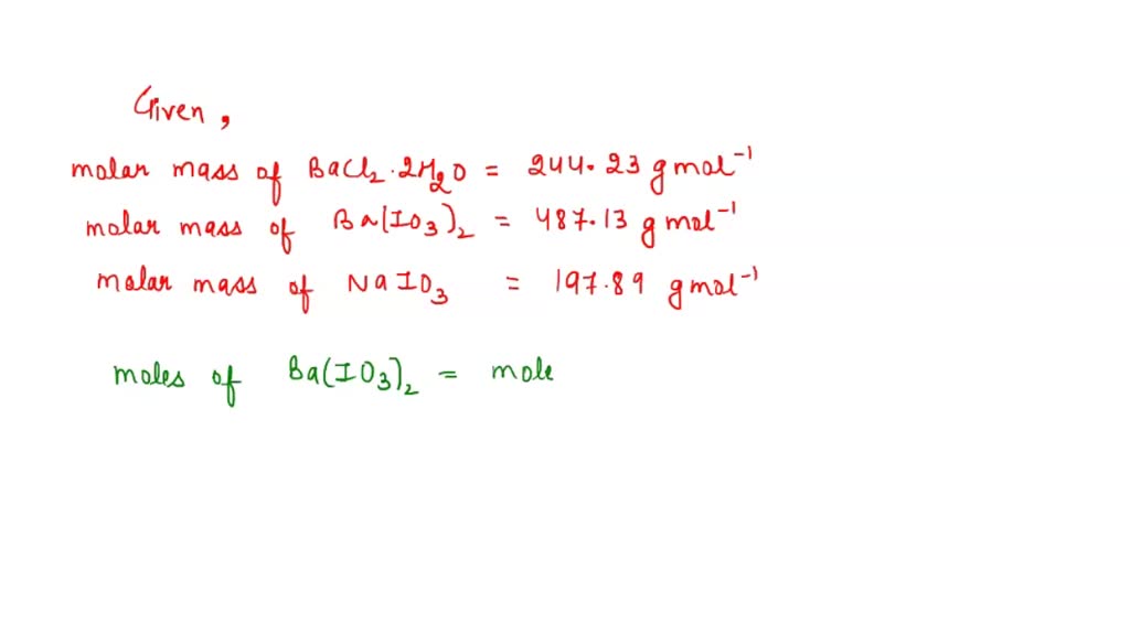 SOLVED: A 50.0-mL portion of a solution containing 0.200 g of BaCl2 ∙ 2H2O is mixed with 50.0 mL ...