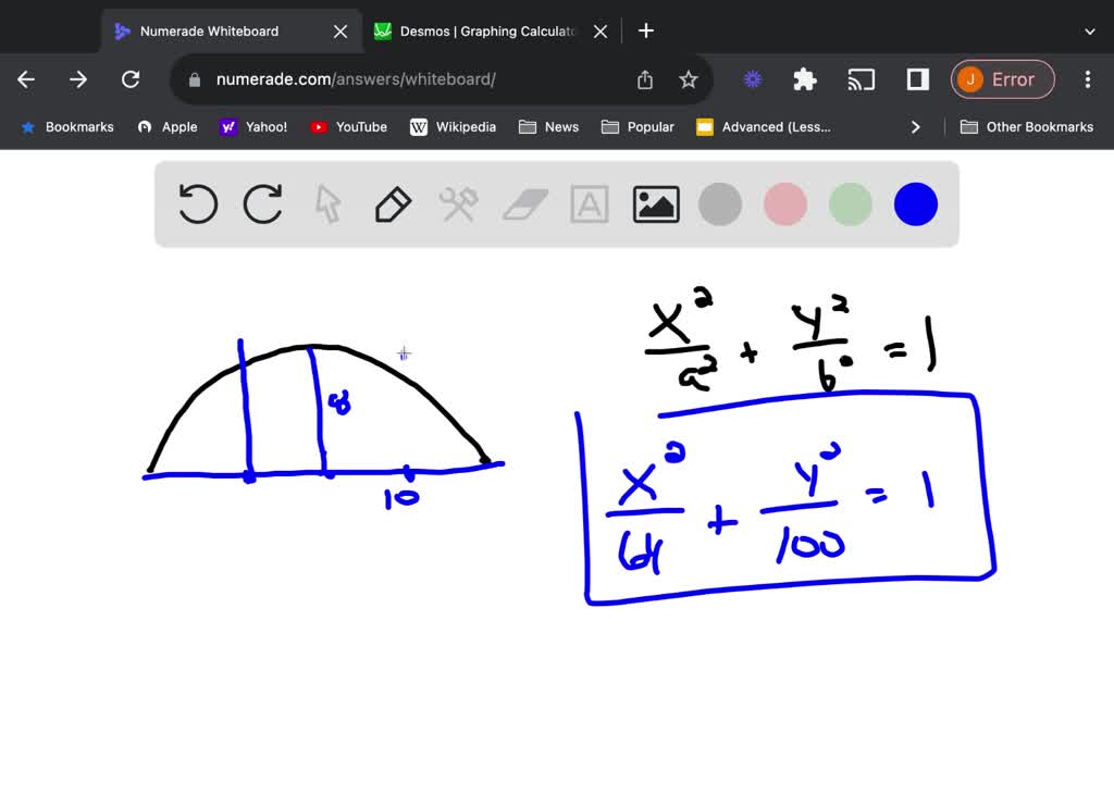 SOLVED: An arch has the shape of a semi-ellipse. The arch has a height ...
