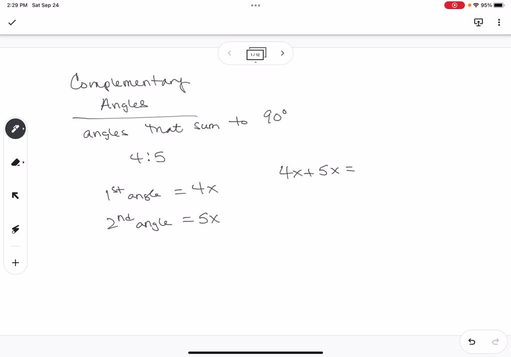 SOLVED: Two Supplementary angles are in the ratio 2: 4. Find each angle give the steps how did ...
