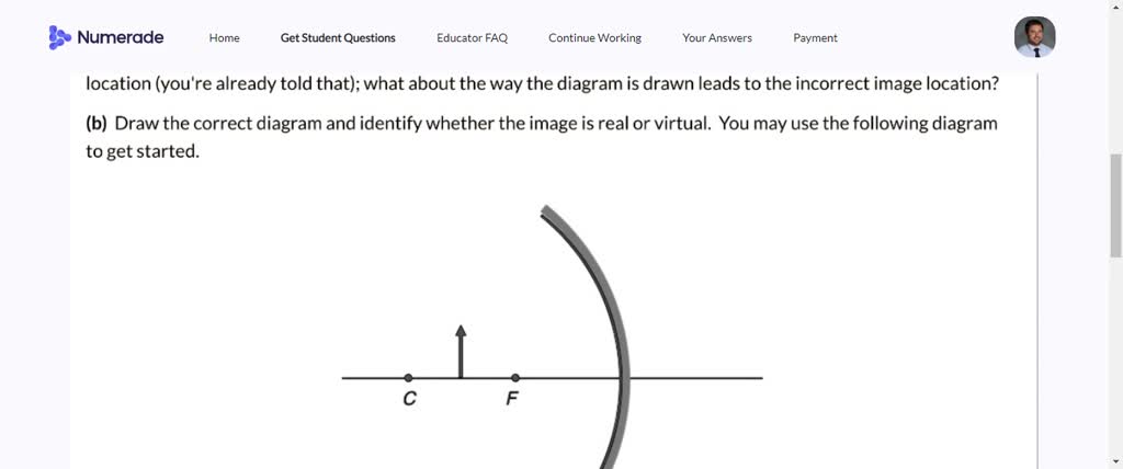 SOLVED: A student draws the following incorrect ray diagram for a ...