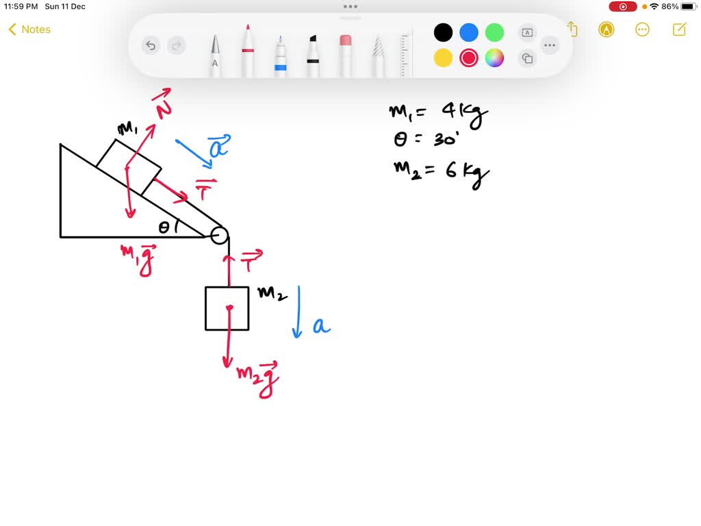 SOLVED: Two masses are connected by a string which passes over a pulley with negligible mass and ...