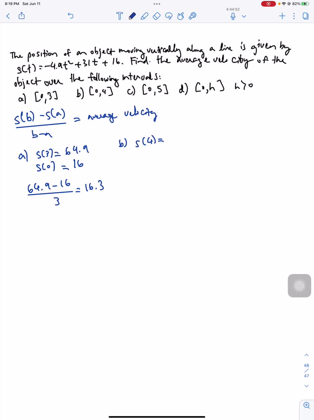 Solved 6 What Is The Formula For Calculating The Average Velocity Of