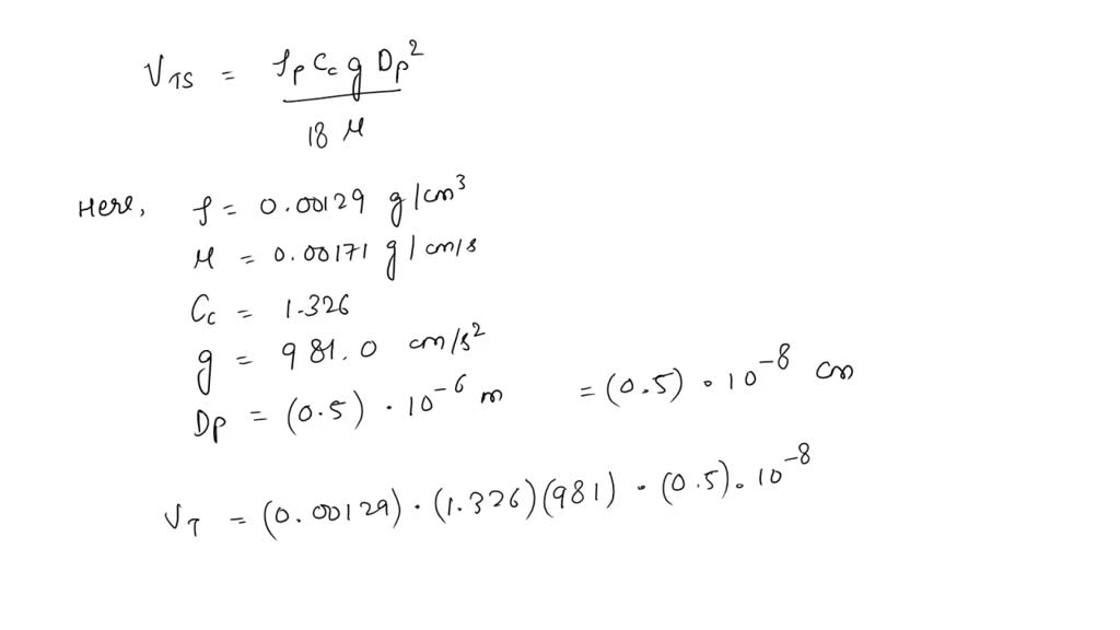 SOLVED Determine The Settling Velocity In The Air Of A 0 5 m