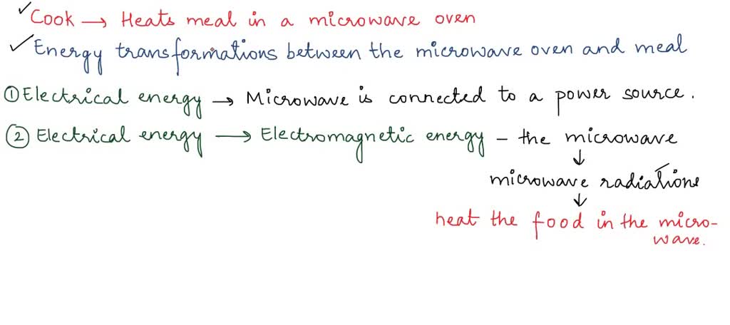SOLVED: A cook heats a meal in a microwave oven. What energy ...