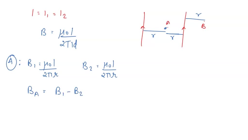 SOLVED: In a long, straight, parallel wires carrying current as shown ...