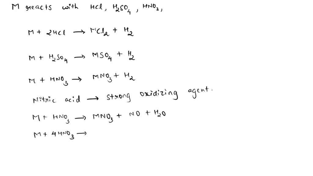 SOLVED: when reacting metal with hydrochloric acid, sulfuric acid, and ...