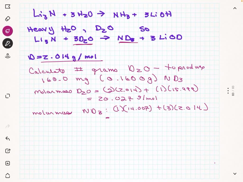 SOLVED: Lithium nitride reacts with water to produce ammonia and ...