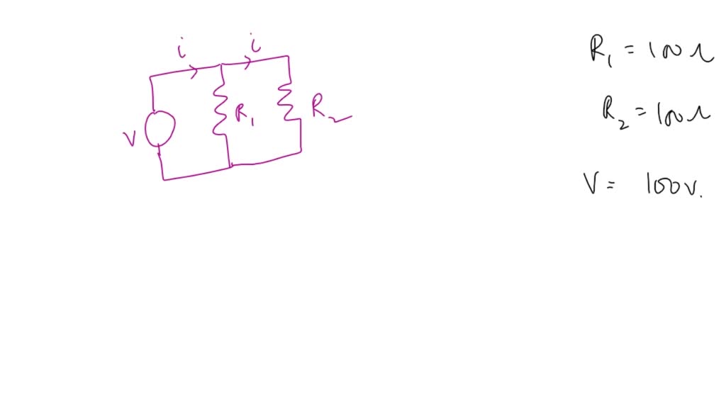 Two 100 ohm resistors are in parallel across a 100 volt source. What is ...
