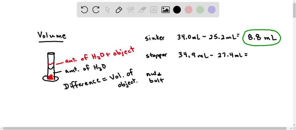 SOLVED: Table 2: Volume determination of common objects Object Initial water volume (mL) Final ...