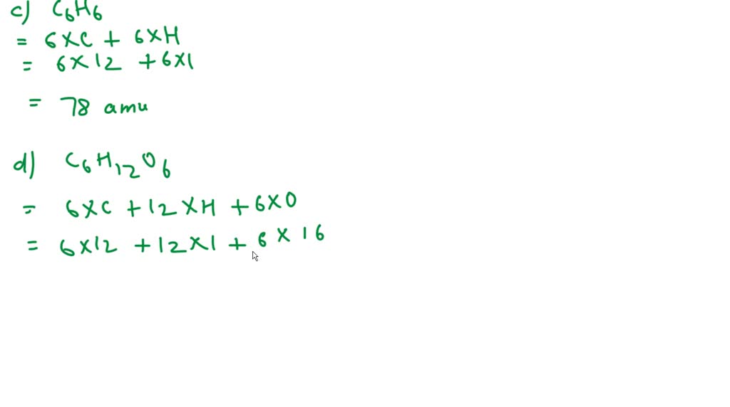 SOLVED: Calculate the molecular mass (in amu) of each of thefollowing ...