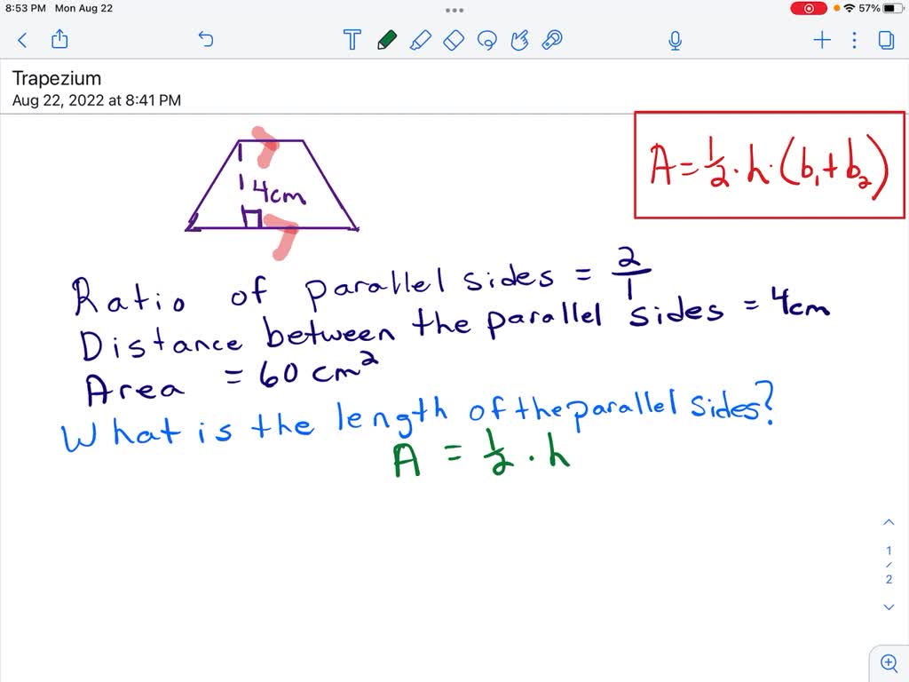 SOLVED: the ratio of the lenght of the parallel sides of trapezium is 2 ...
