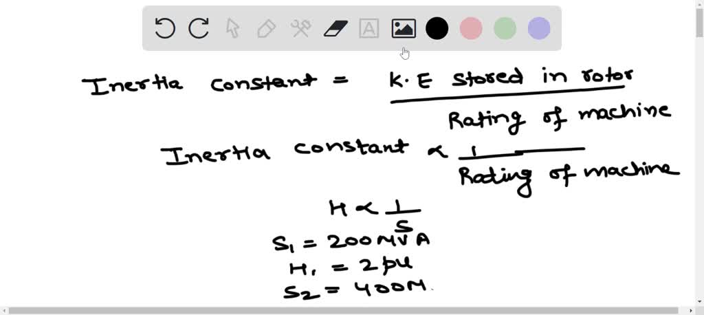 SOLVED: if the inertia constant H of a machine of 200 MVA is 2 p.u ...