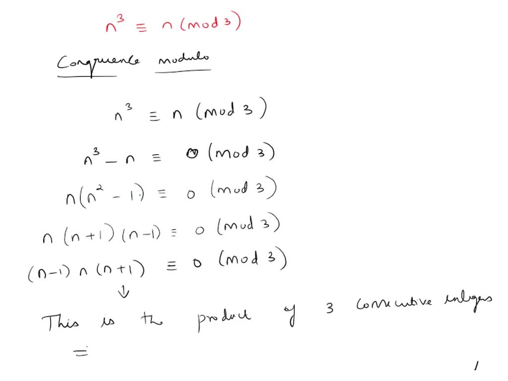 SOLVED: 2 Use cases based on congruence modulo 3 and properties of congruence to prove that for ...