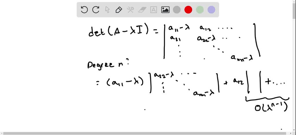 SOLVED: Prove that the characteristic polynomial of an n × n matrix A ...