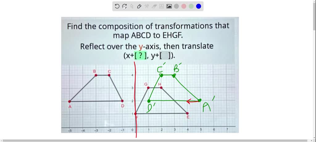 SOLVED: Find the composition of transformations that map ABCD to EHGF. Reflect over the Y-axis ...