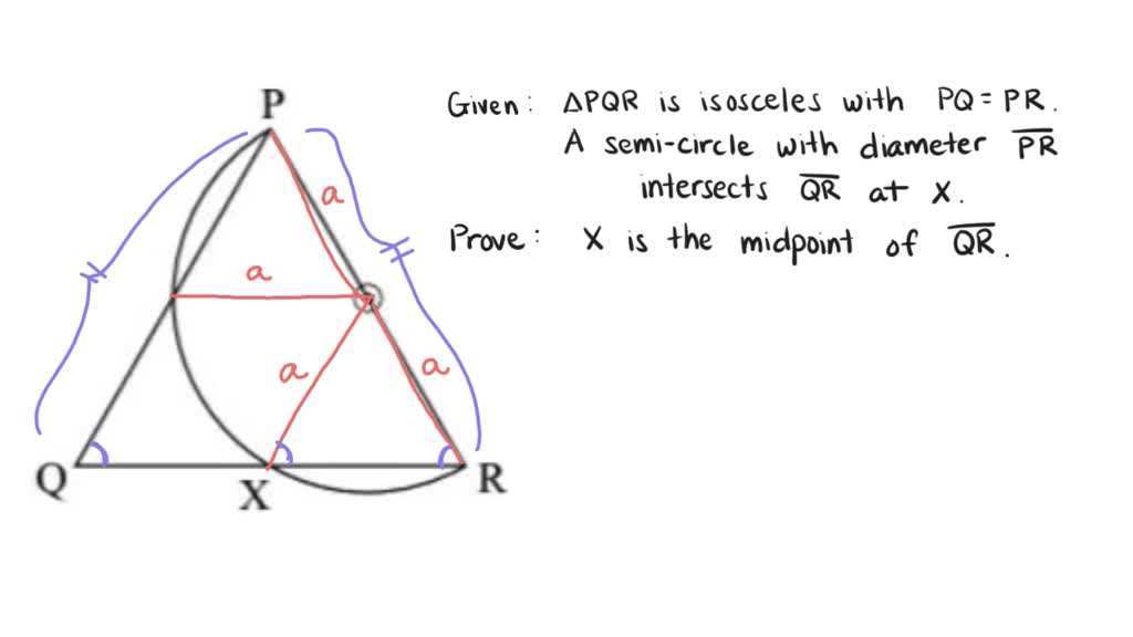 SOLVED: Please use the Isosceles Triangle theorem and angle chords to solve this. 2. (10 pts ...