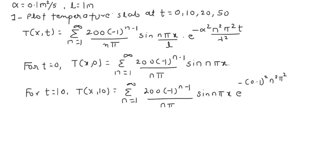 SOLVED: A semi-infinite slab is initially at the temperature T∞. Beginning at time t = 0, the ...