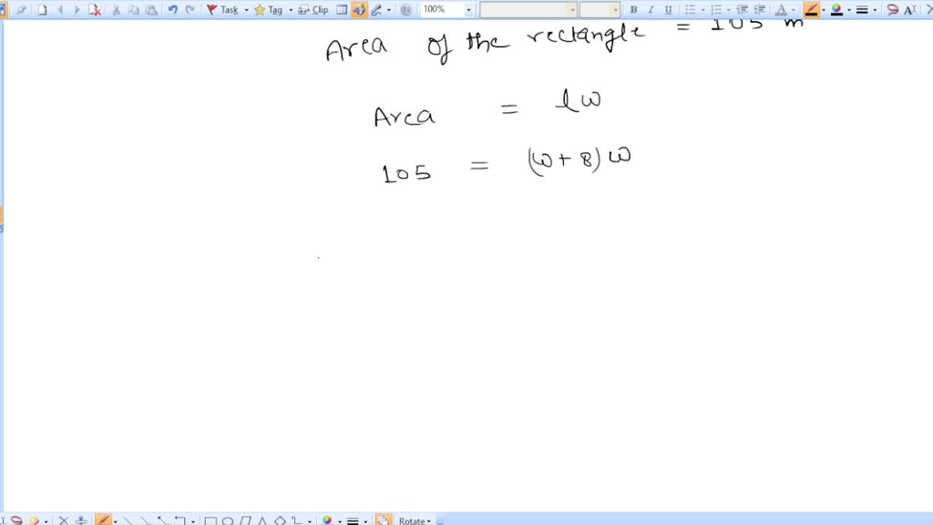 SOLVED: The length of a rectangular garden is 8 meters longer than its width, and the area is ...