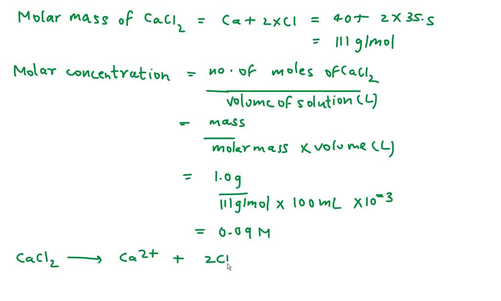 SOLVED: What is the molar solubility of Ca(OH)2 if 1.0 g of CaCl2 is added to 100 mL of a ...