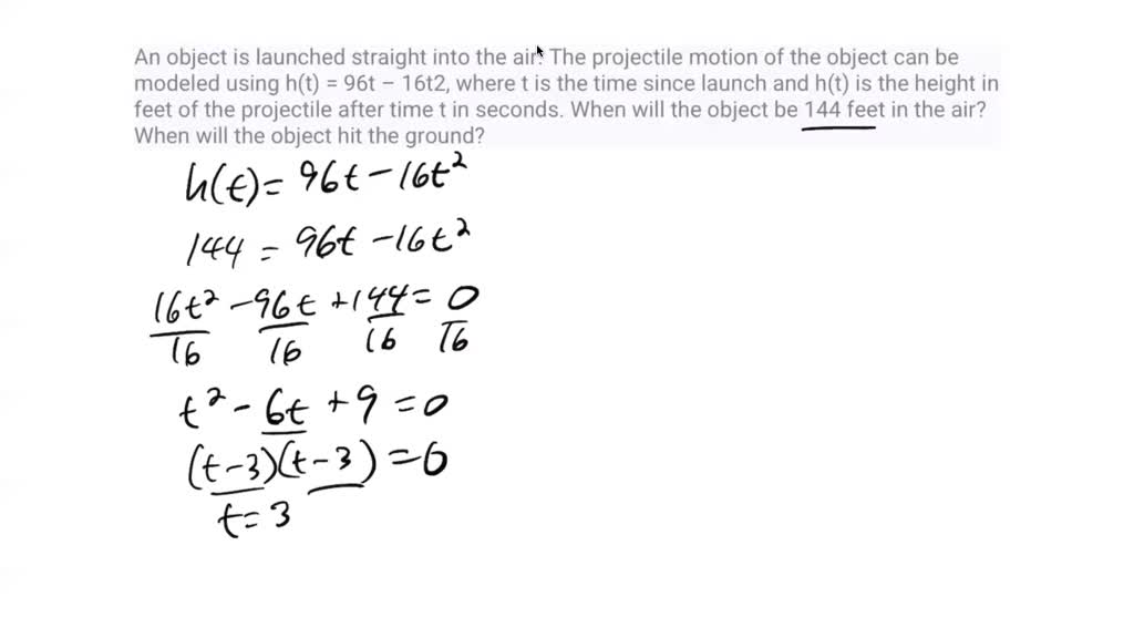 SOLVED: An object is launched straight into the air. The projectile motion of the object can be ...