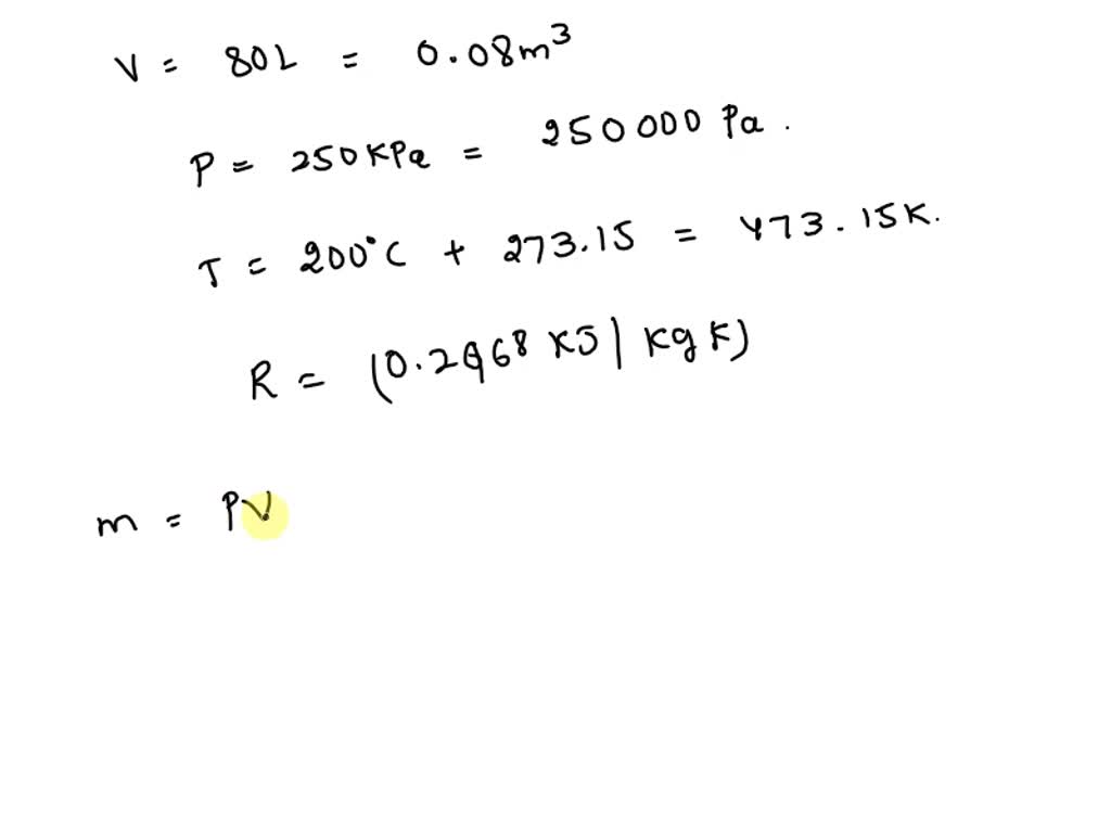 SOLVED: Nitrogen is contained in a 80L tank and the initial pressure ...
