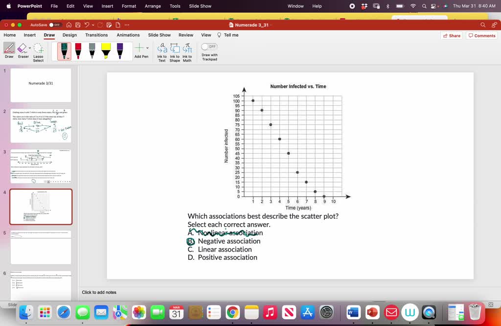 SOLVED: '6. The scatter plot shows the minutes played in a game by a ...