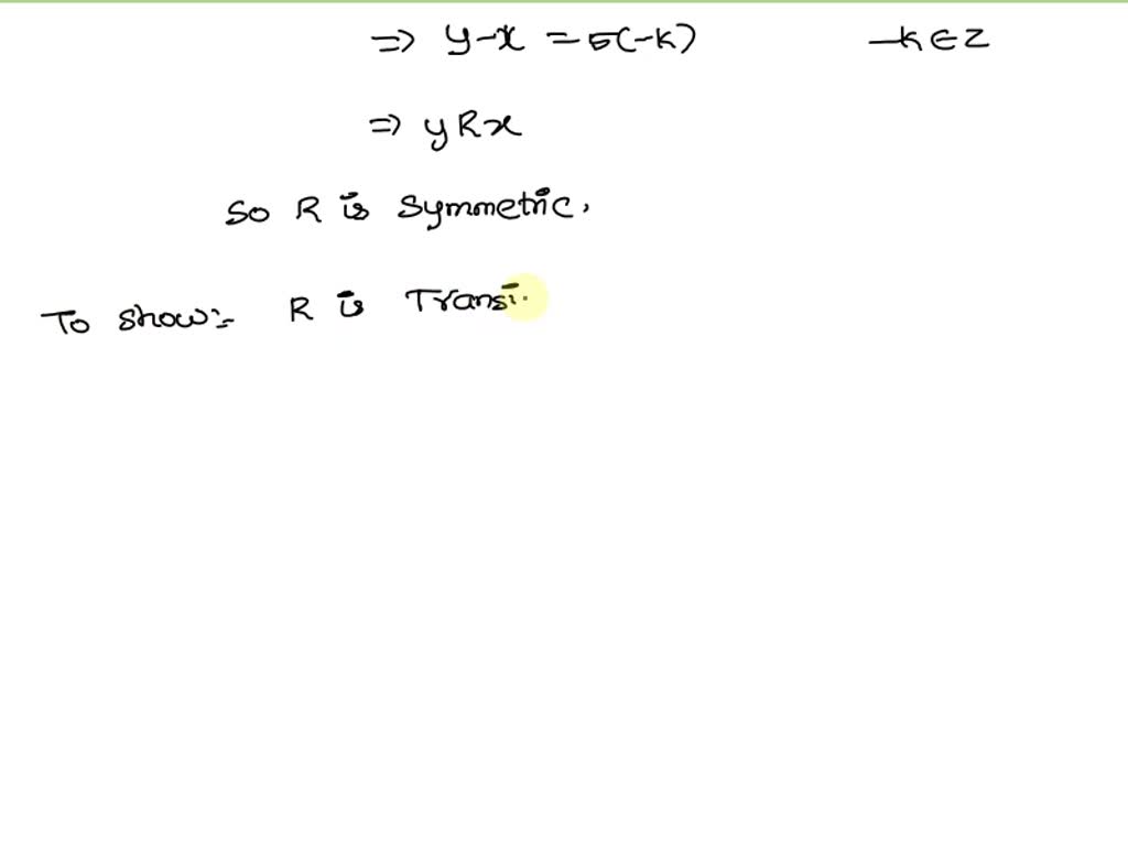 SOLVED: The relation "congruence modulo 5" is defined on the set of ...