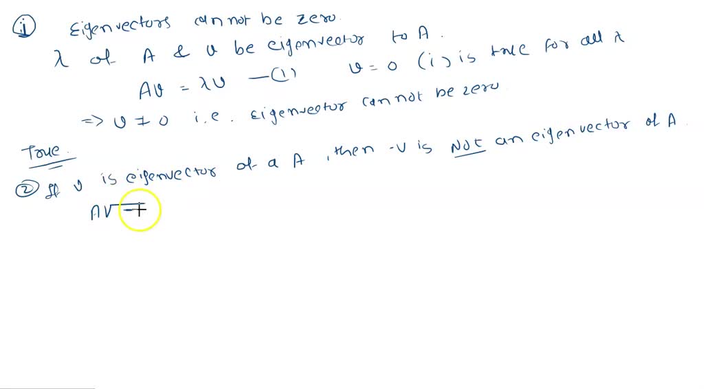 SOLVED: 'Check all the true statements about eigenvalues and eigenvectors. An eigenvalue may be ...