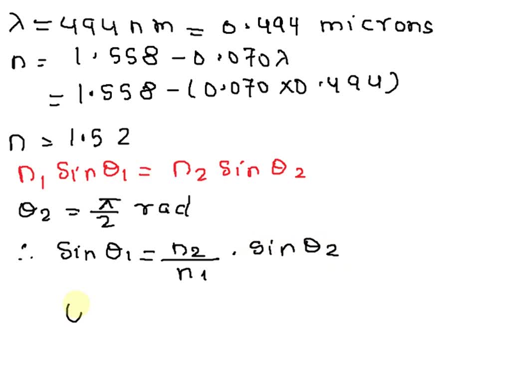 SOLVED: Consider crown glass with the dispersive refractive index n=1. ...