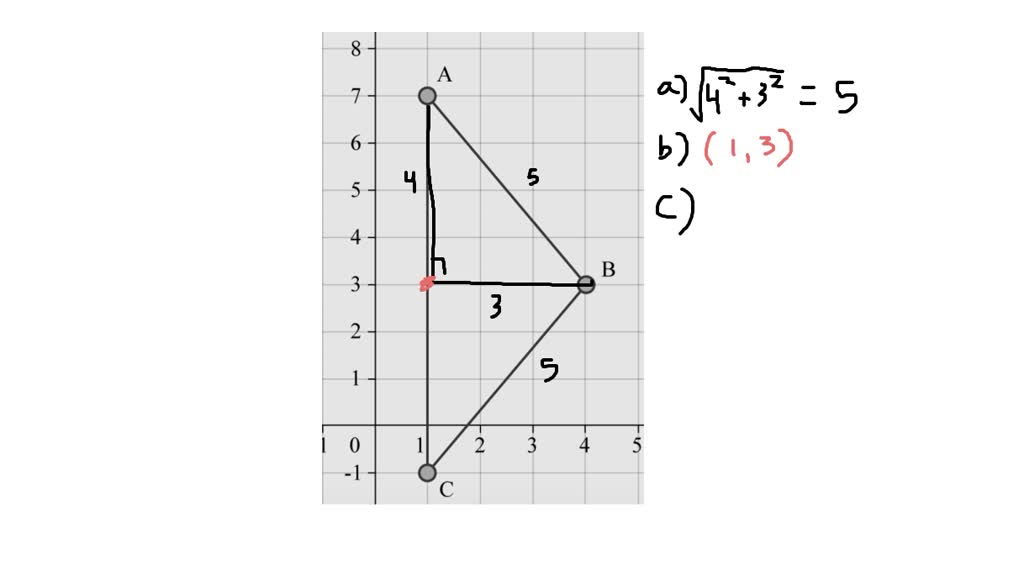 SOLVED: The points A(1,7), B(4,3), and C(1,−1) are the vertices of a triangle, as shown in the ...