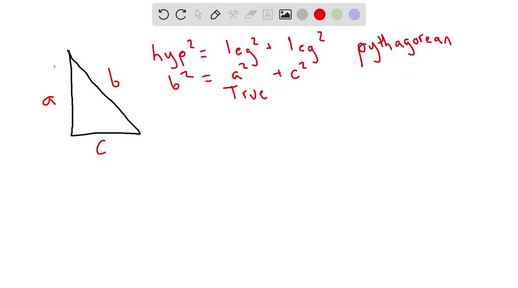 SOLVED: In a right triangle, the square of the hypotenuse is equal to ...