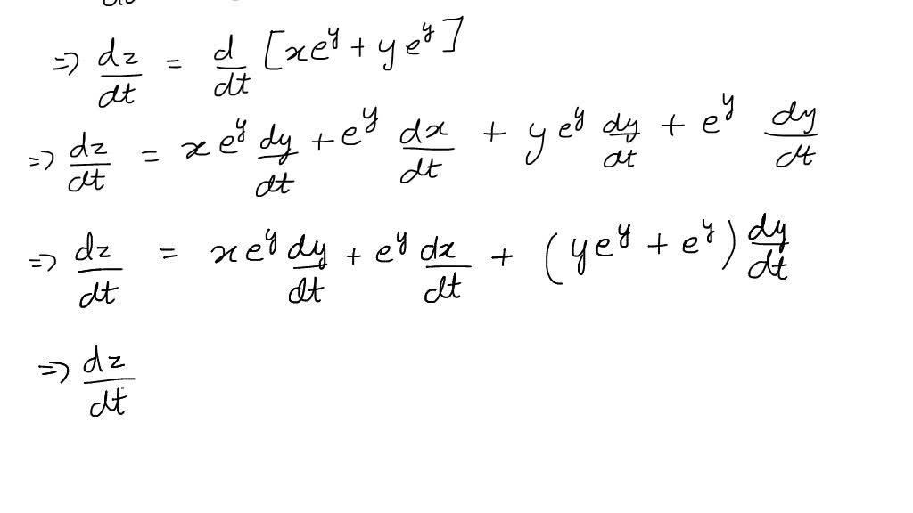 SOLVED: Problem 3. (20 points) If z = (x + y) ey and x = 3t and y = 1 ...