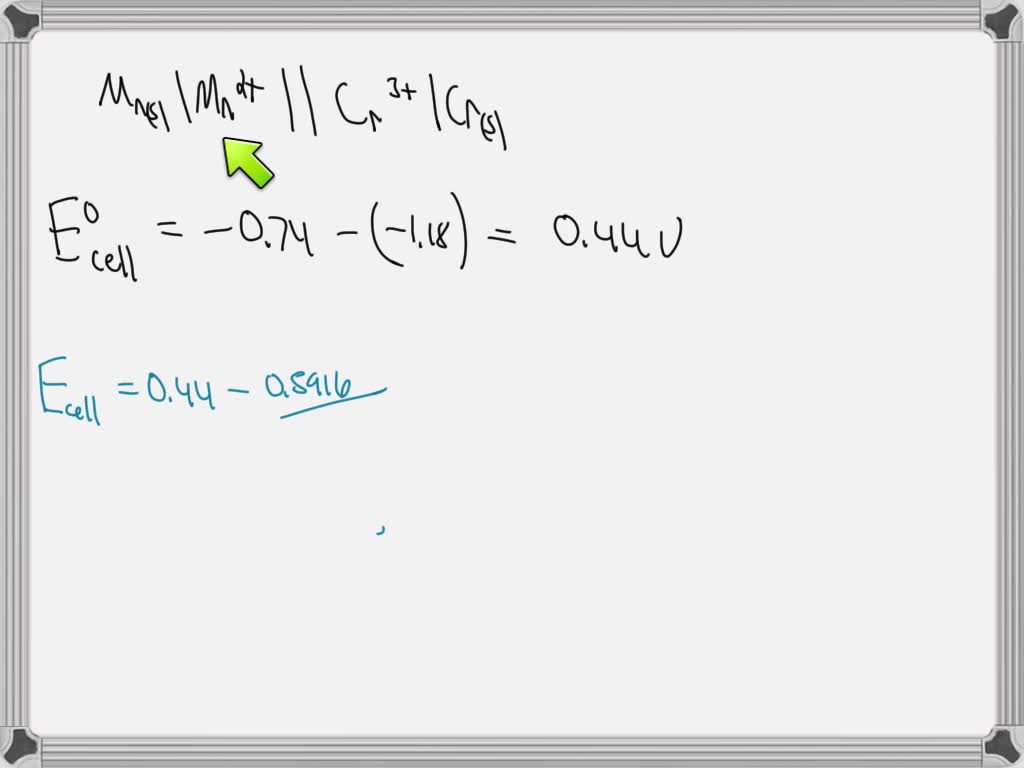 Given the electrochemical cell described by: Mn(s)|Mn2+(aq)||Cr3+(aq ...