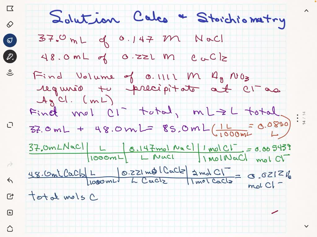 SOLVED: A solution is prepared by mixing 37.0 mL of a 0.147 M NaCl solution with 48.0 mL of a 0. ...