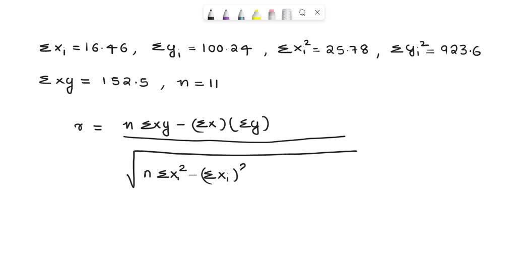 SOLVED: Obtain The Linear Correlation Coefficient For The, 06/03/2024