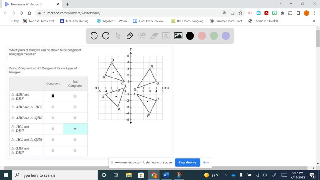 SOLVED: 'Which two shapes are congruent? A. Shapes ABC and GHI B. Shapes DEF and JKL C. Shapes ...