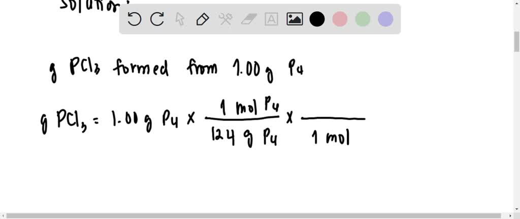 SOLVED: PCl3 can be produced from the reaction of P4 with Cl2. P4(s ...