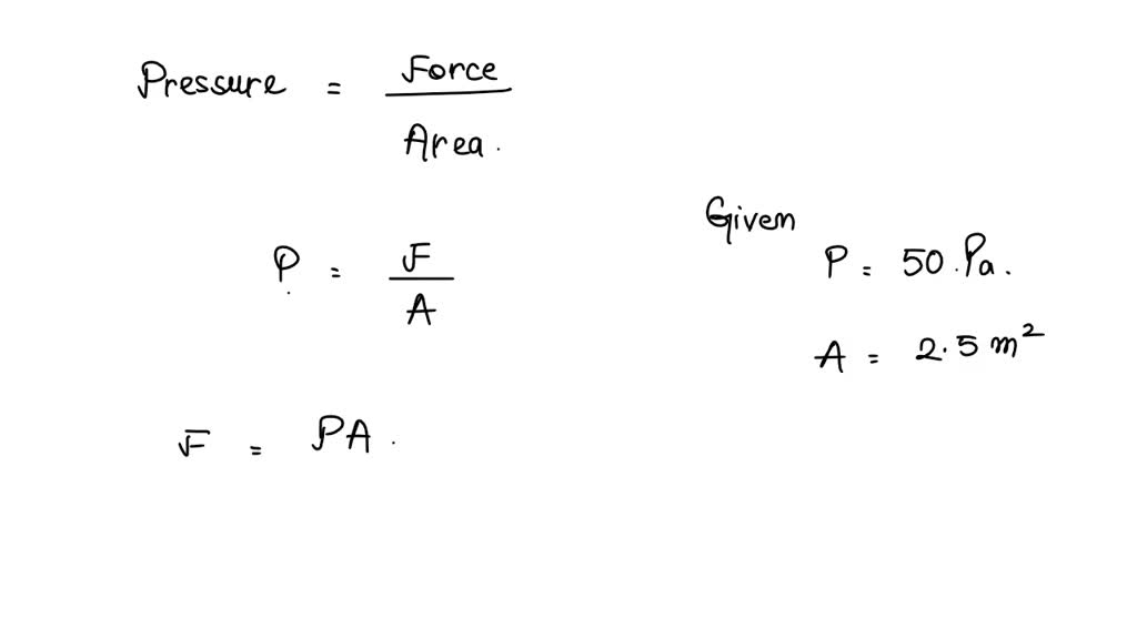 SOLVED: The pressure was 50 Pa when a perpendicular force was applied ...