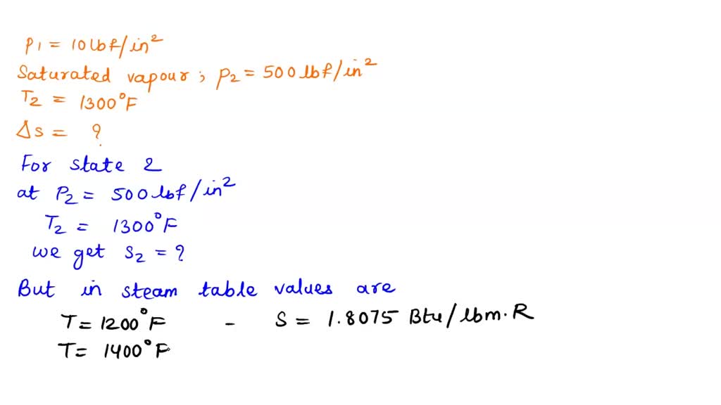 Using the appropriate tables, determine the change in specific entropy between the specified ...