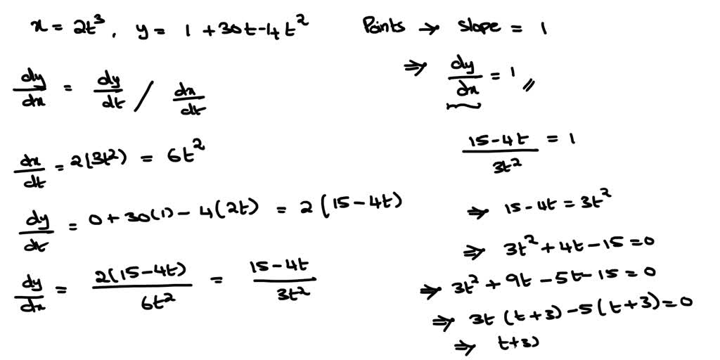 SOLVED: At what points on the given curve x = 2t^3, y = 3 + 30t - 4t^2 ...