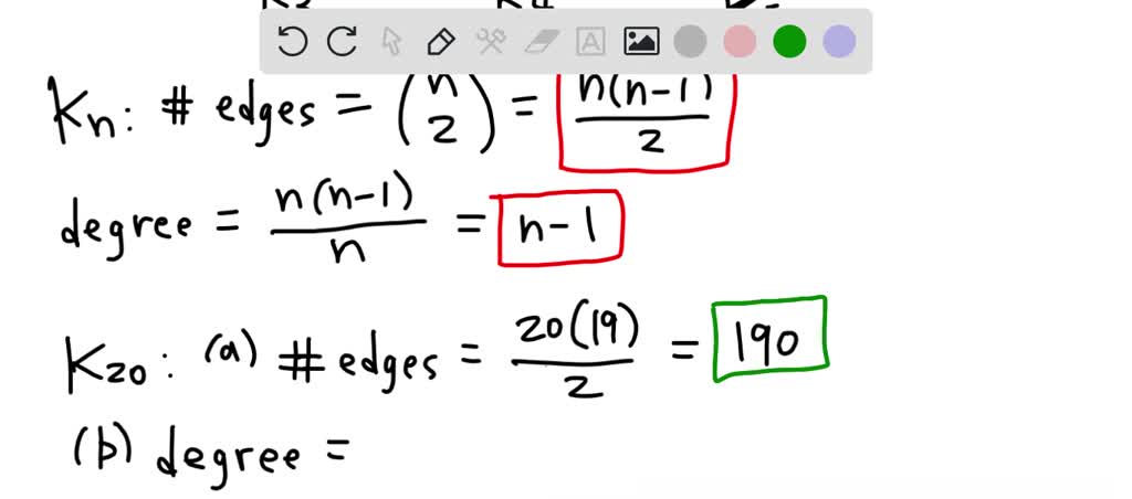 Question 2 a) How many edges does a K20 graph have? Answer: b) What is ...