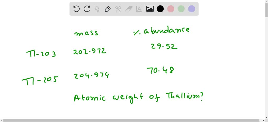 SOLVED: Thallium (Tl) has two naturally occurring isotopes: Tl-203 (29. ...