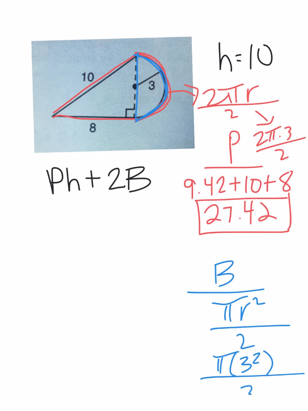 SOLVED: a. A base of the right solid 10 meters high is shown. Find the ...