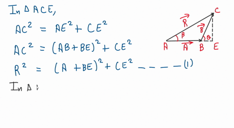 two vectors a and b are inclined to each other at an angle using triangle law of vector addition ...