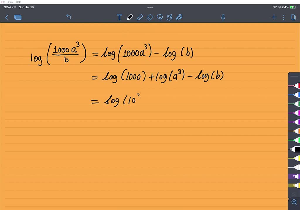 SOLVED: In expanded form, log(1 QQQa?) is equivalent to 3 log(3ab) + 3 ...