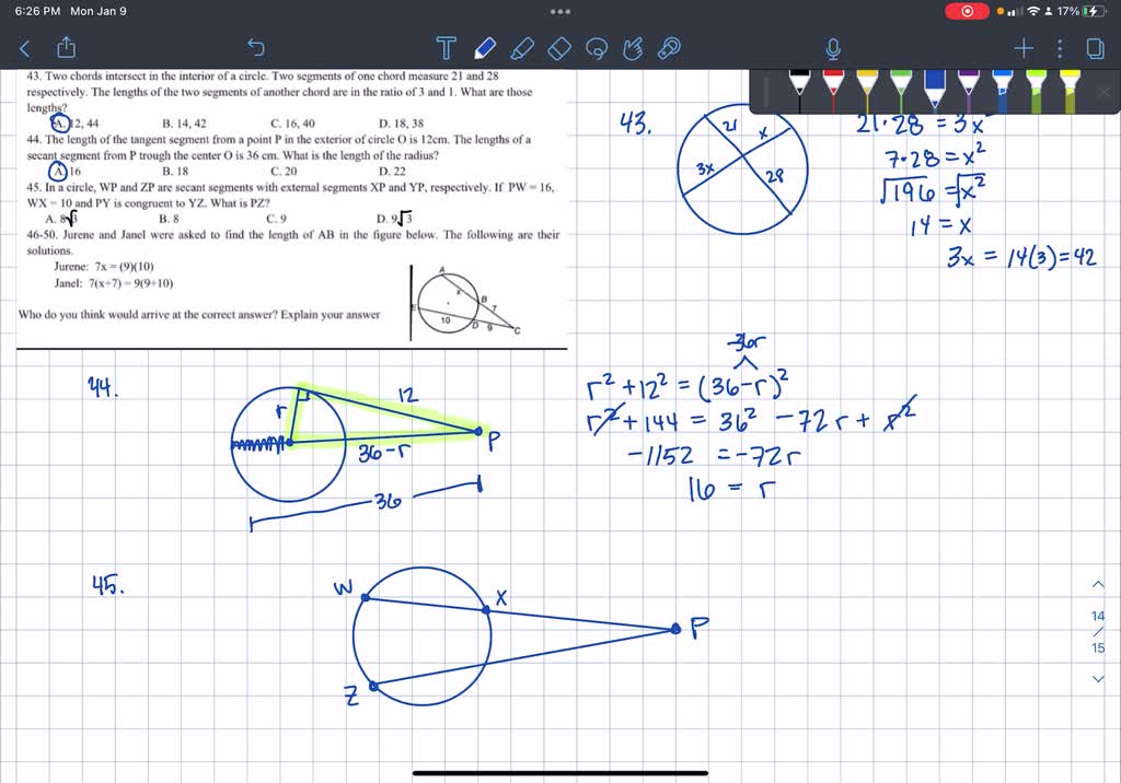 SOLVED: A chord and a secant intersect in a circle forming a 114° angle ...