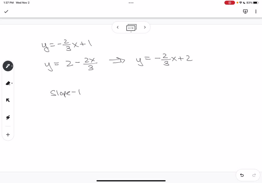 SOLVED: Determine whether the graphs of the two equations are parallel, perpendicular, or ...